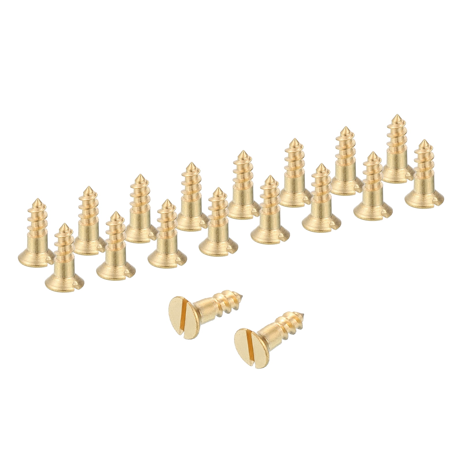 Uxcell Wood Screws Brass Slotted Flat Head Self Tapping Screws for ...