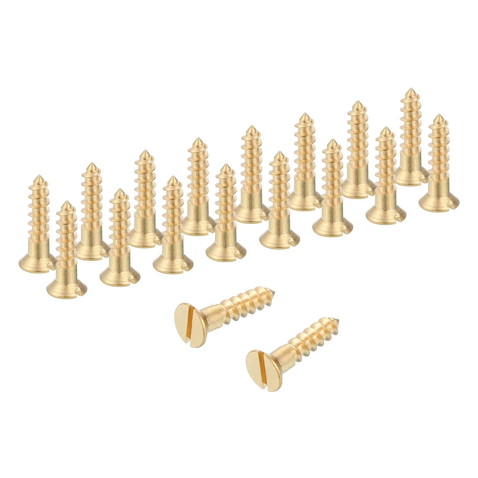 Uxcell Wood Screws Brass Slotted Flat Head Self Tapping Screws for ...