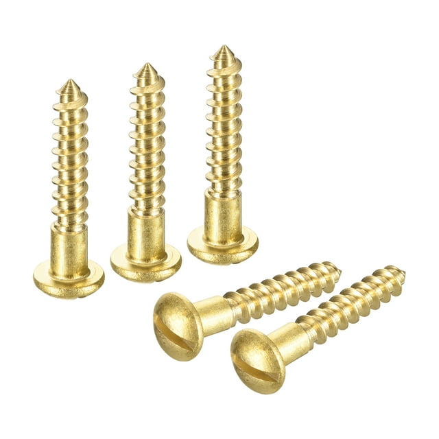 Uxcell Wood Screws M3.5 x 20mm Slotted Round Head Brass Self-Tapping ...