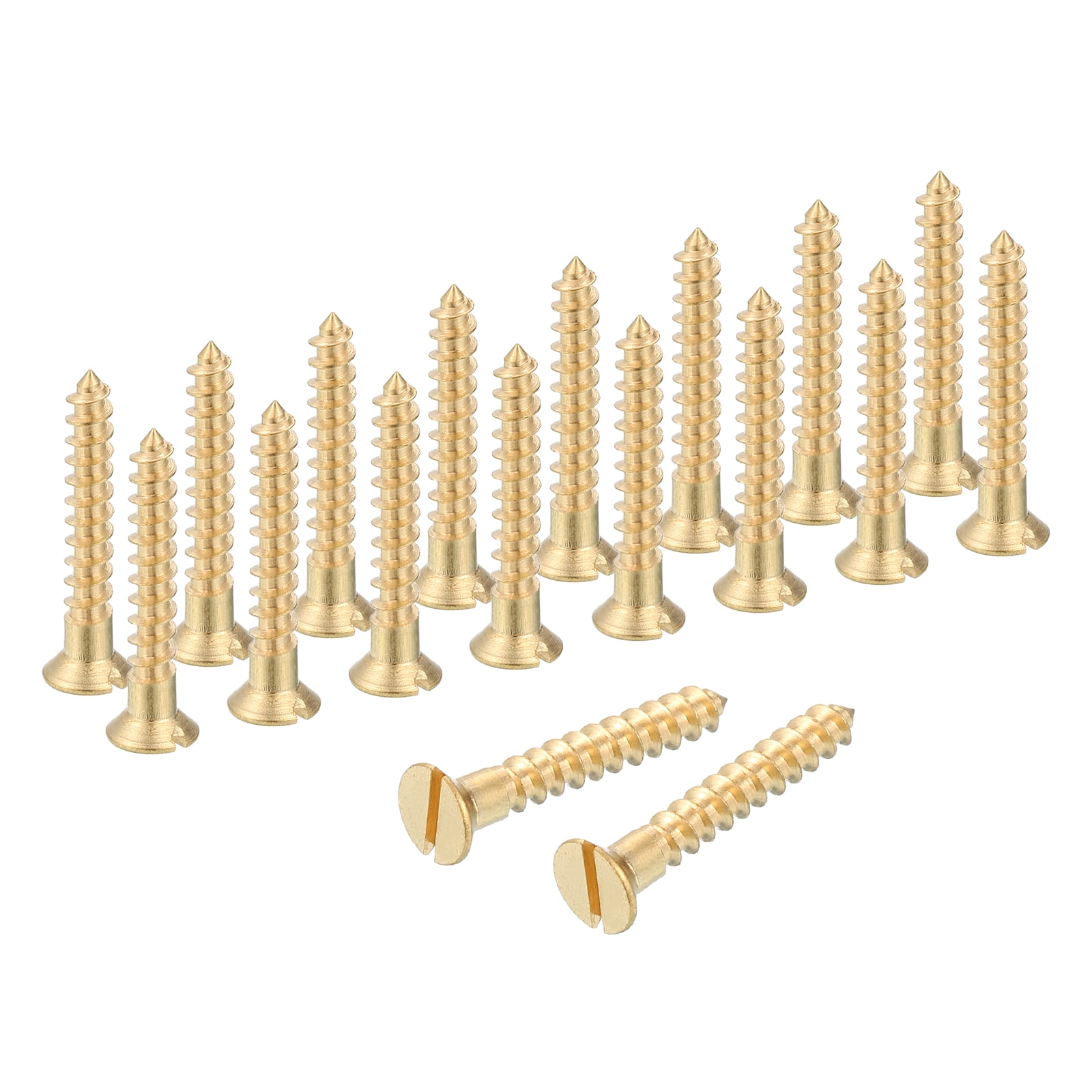 Uxcell Wood Screws Brass Slotted Flat Head Self Tapping Screws for ...