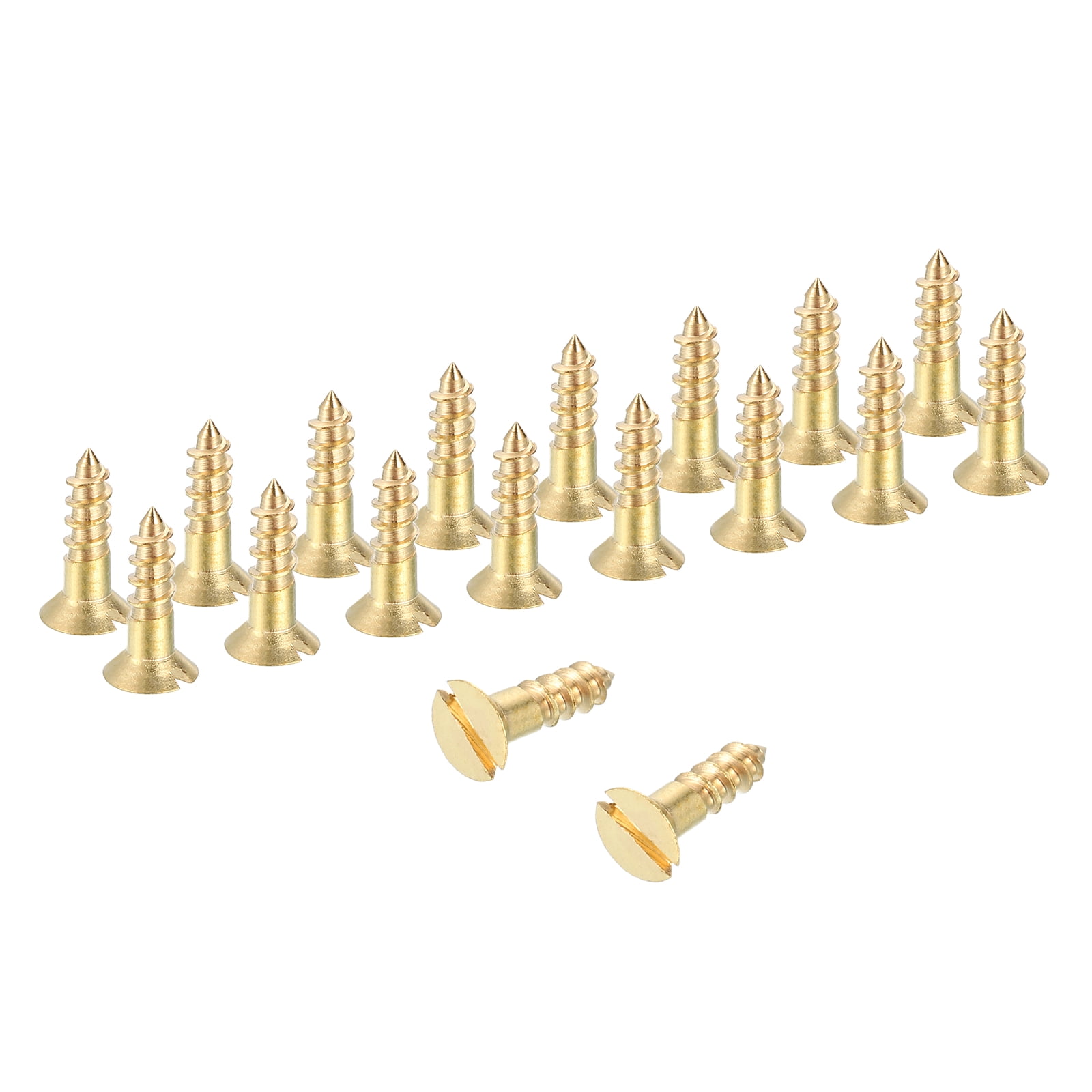 Uxcell Wood Screws Brass Slotted Flat Head Self Tapping Screws for ...