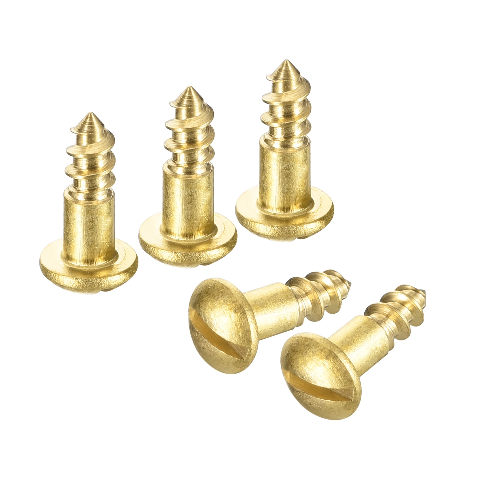 Uxcell Wood Screws M3 x 12mm Slotted Round Head Brass Self-Tapping ...