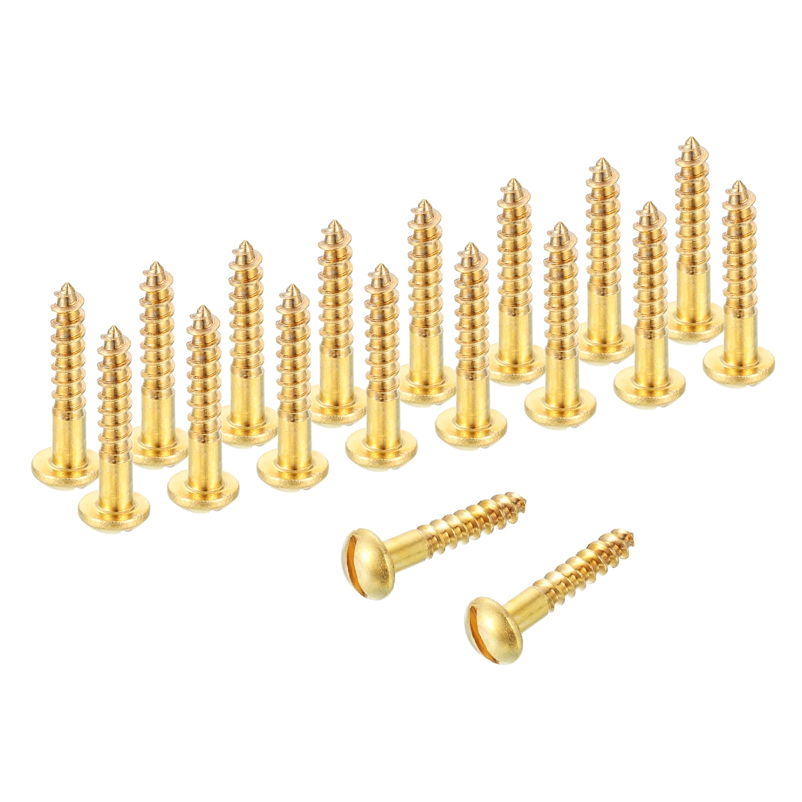 Uxcell Wood Screws Brass Slotted Round Head Self Tapping Screw Quick ...