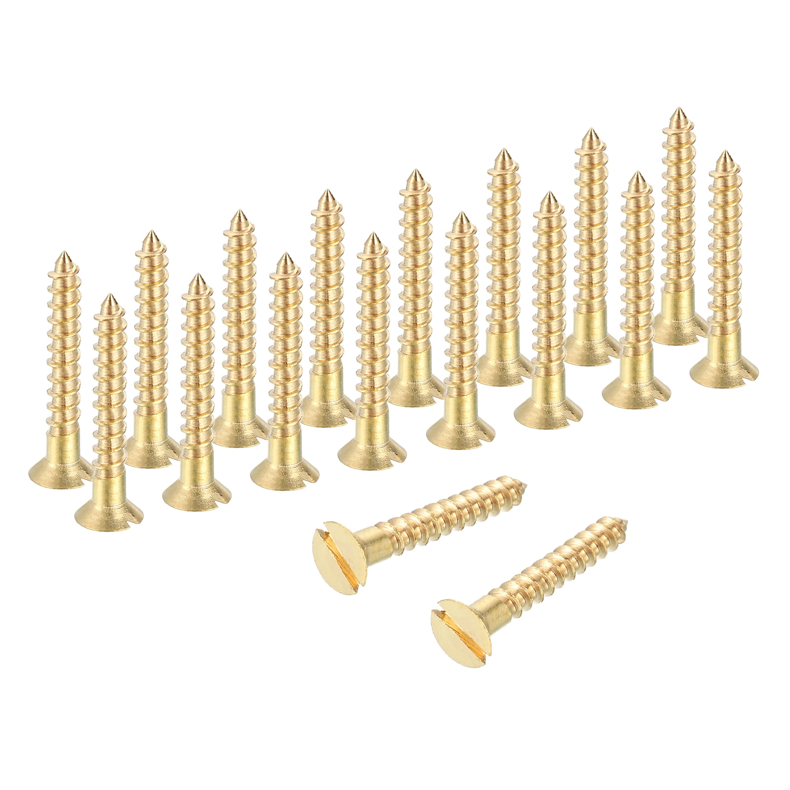 Uxcell Wood Screws Brass Slotted Flat Head Self Tapping Screws for ...