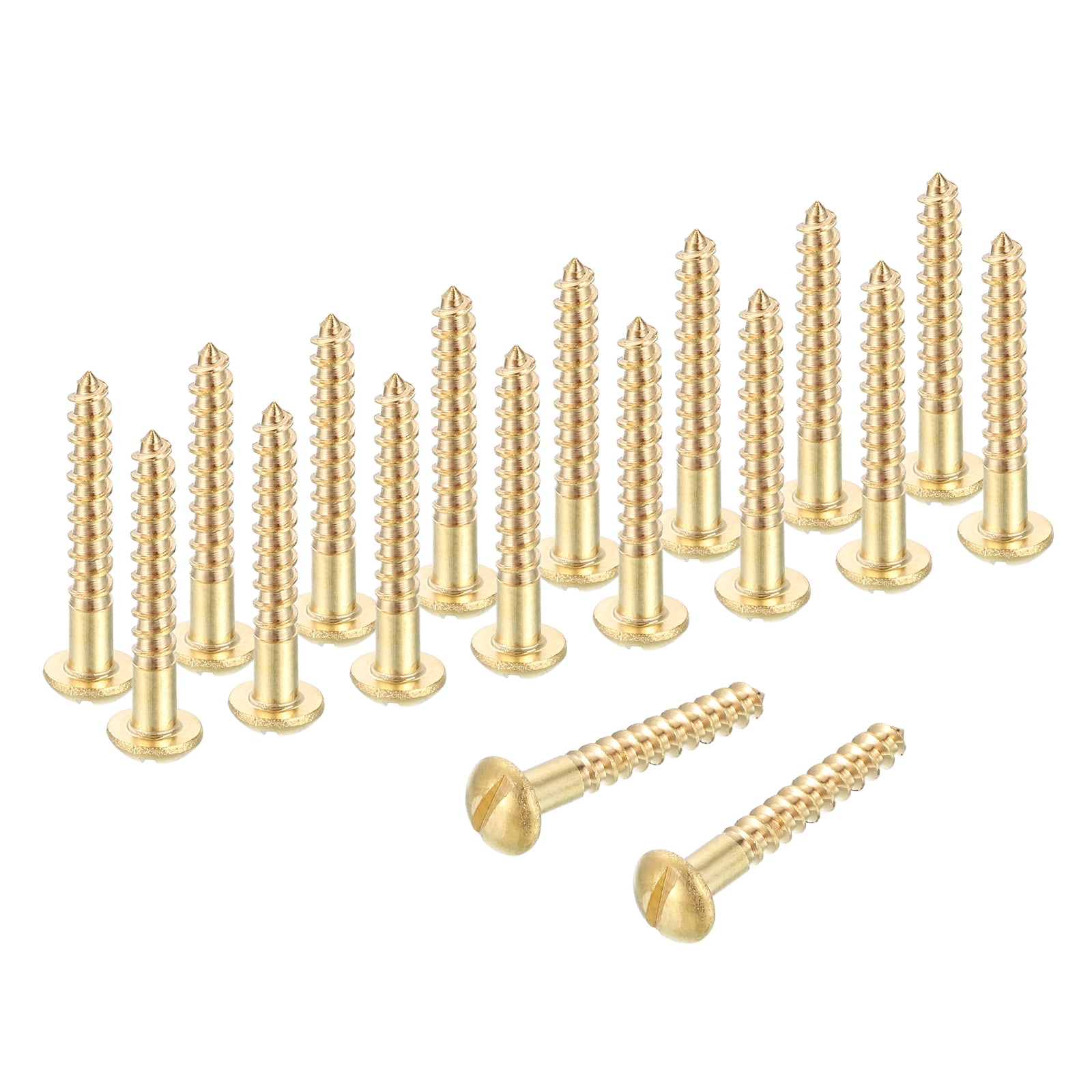 Uxcell Wood Screws Brass Slotted Round Head Self Tapping Screw Quick ...