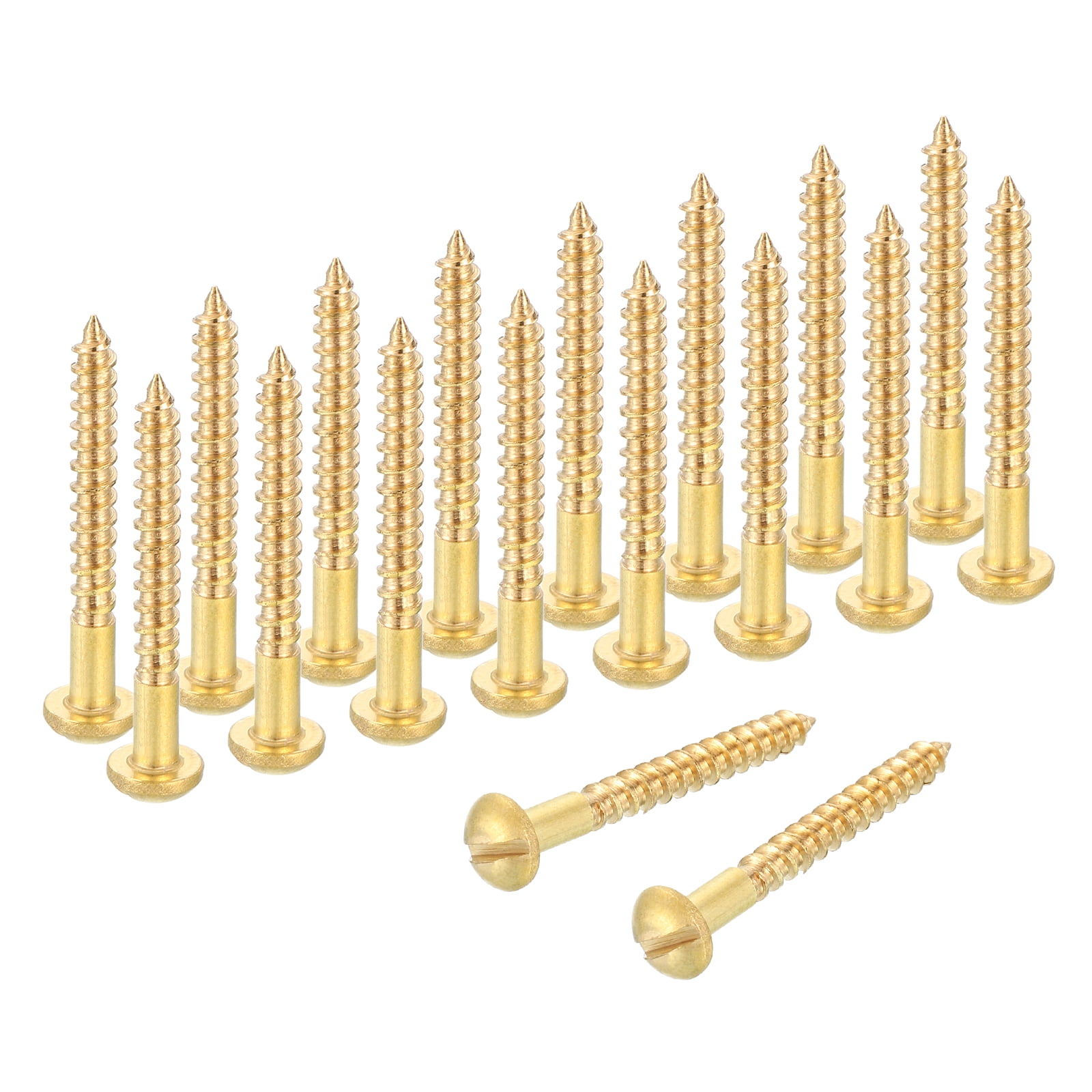 Uxcell Wood Screws Brass Slotted Round Head Self Tapping Screw Quick ...