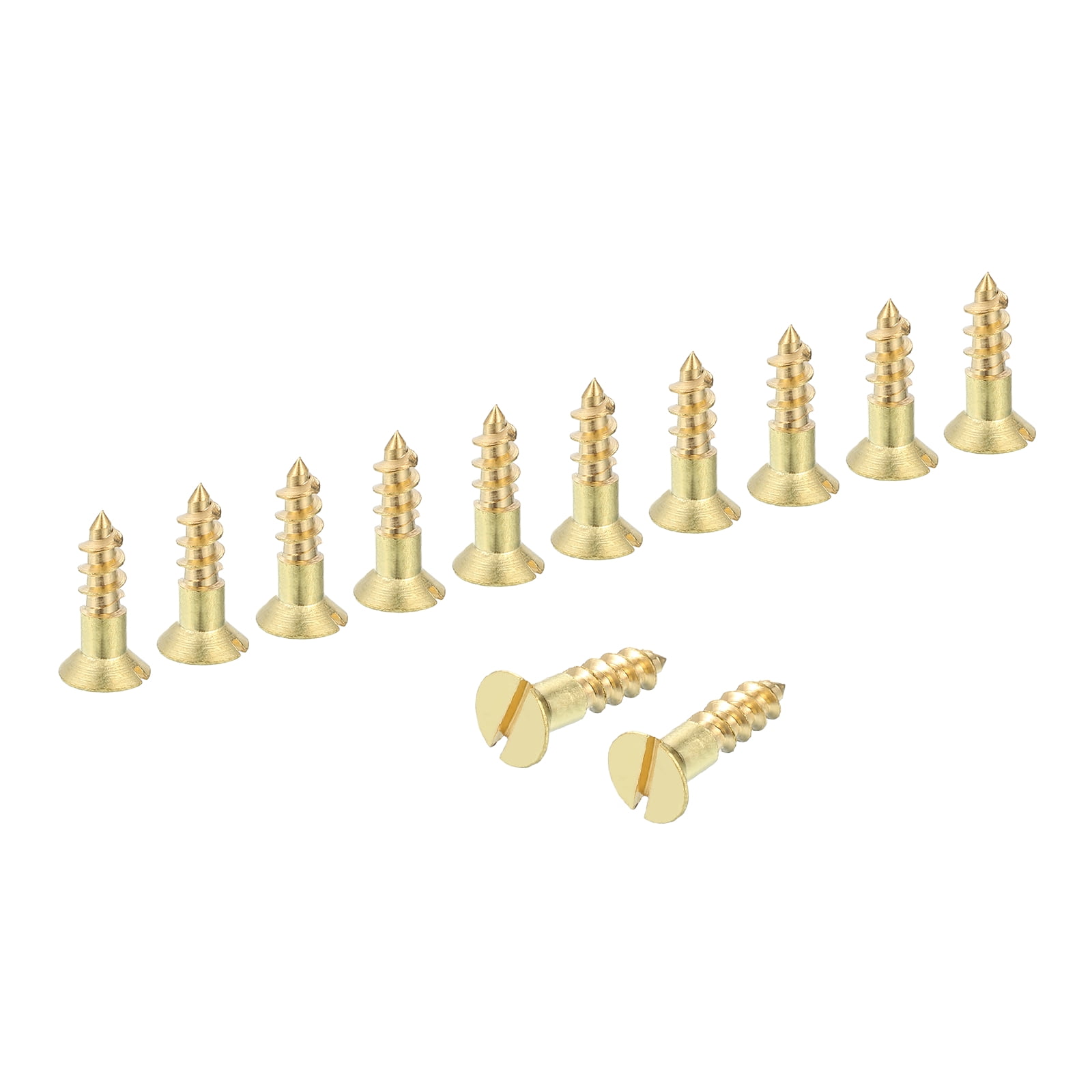 Uxcell Wood Screws Brass Slotted Flat Head Self Tapping Screws for ...