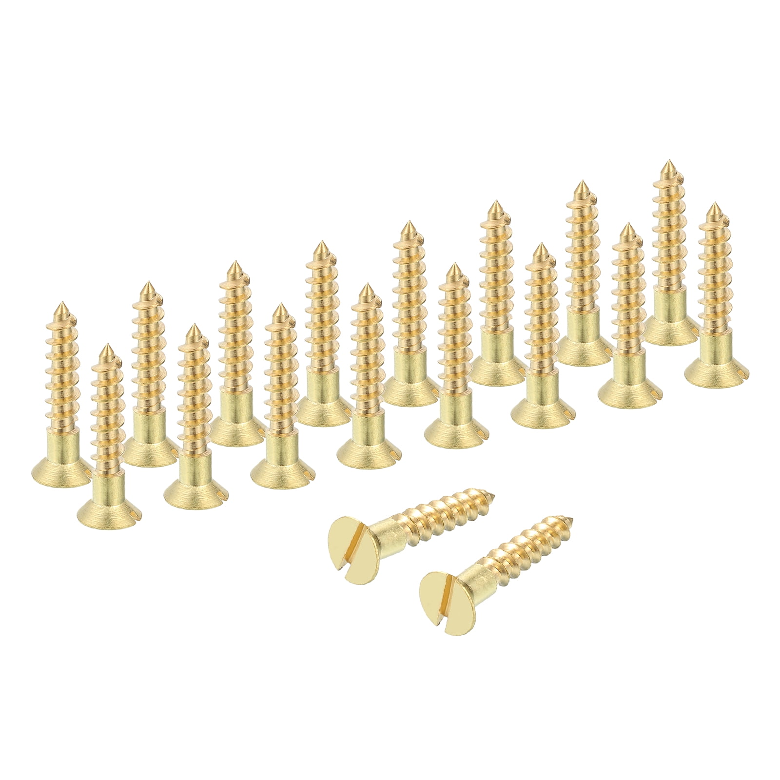 Uxcell Wood Screws Brass Slotted Flat Head Self Tapping Screws for ...