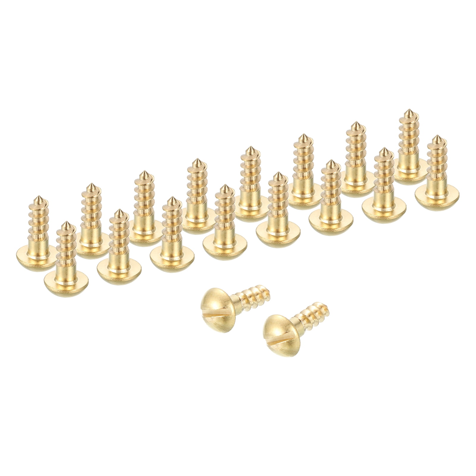 Uxcell Wood Screws Brass Slotted Round Head Self Tapping Screw Quick ...
