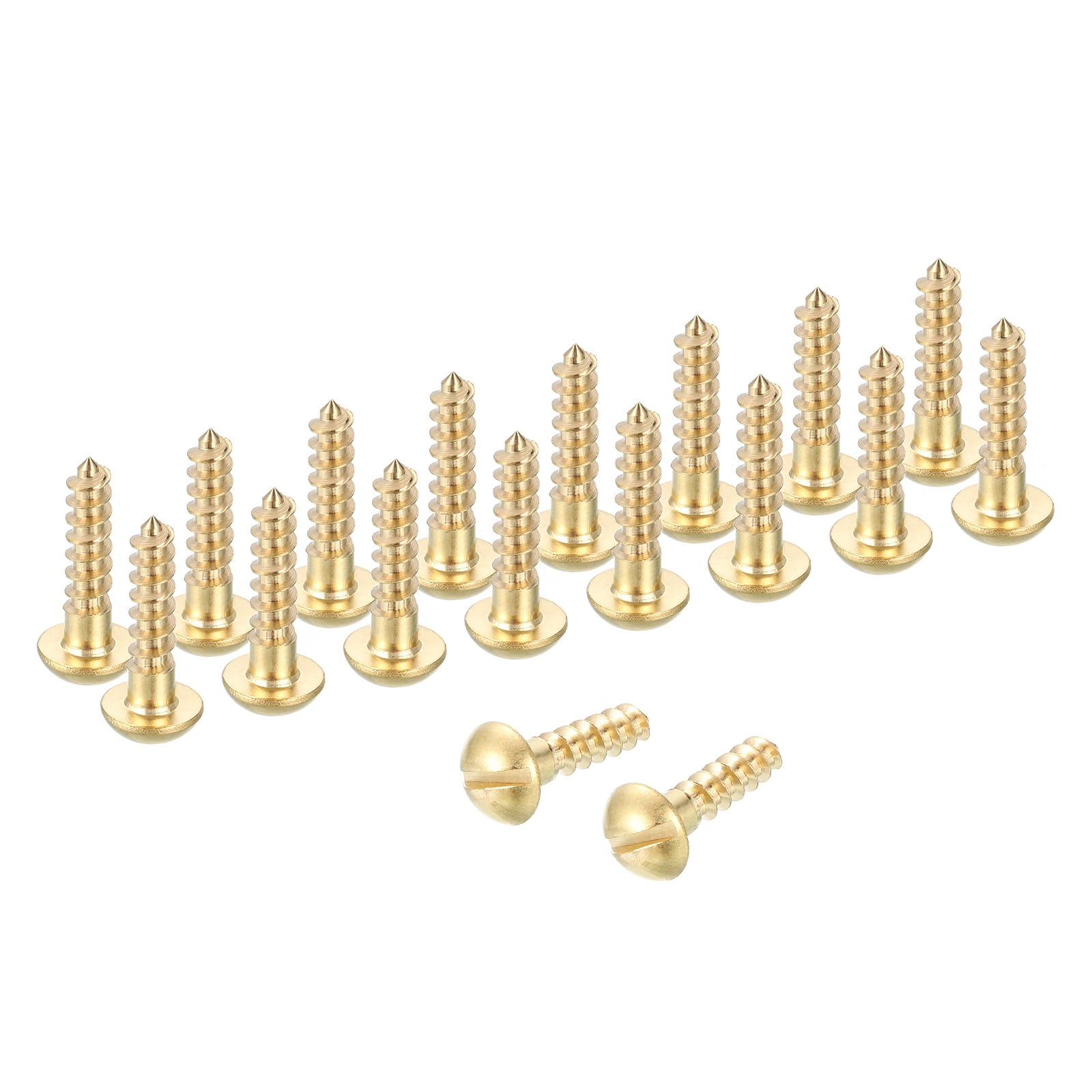 Uxcell Wood Screws Brass Slotted Round Head Self Tapping Screw Quick ...