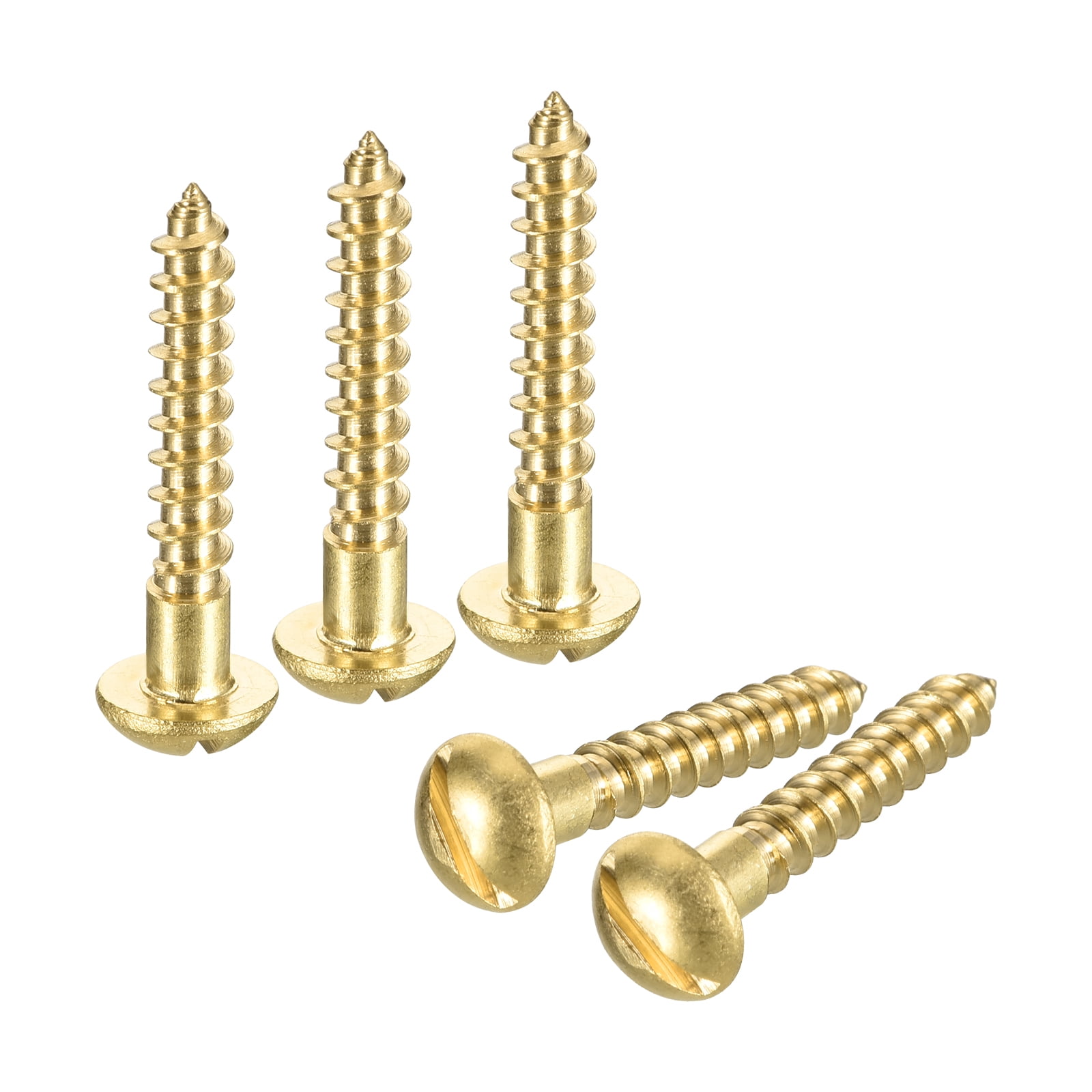 Uxcell Wood Screws M4 x 25mm Slotted Round Head Brass Self-Tapping ...