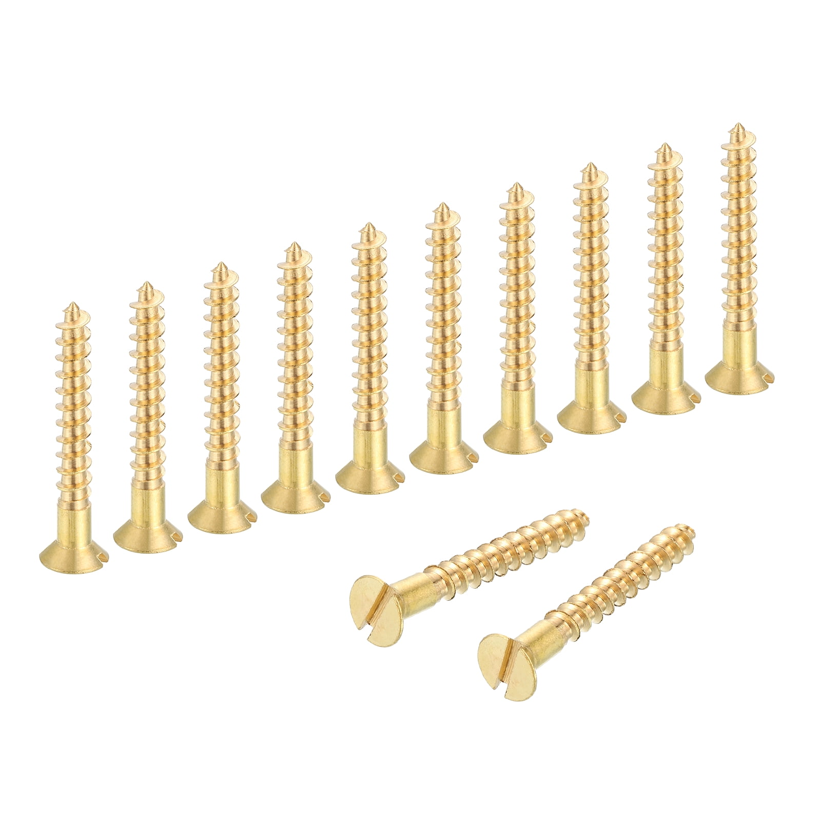 Uxcell Wood Screws Brass Slotted Flat Head Self Tapping Screws for ...
