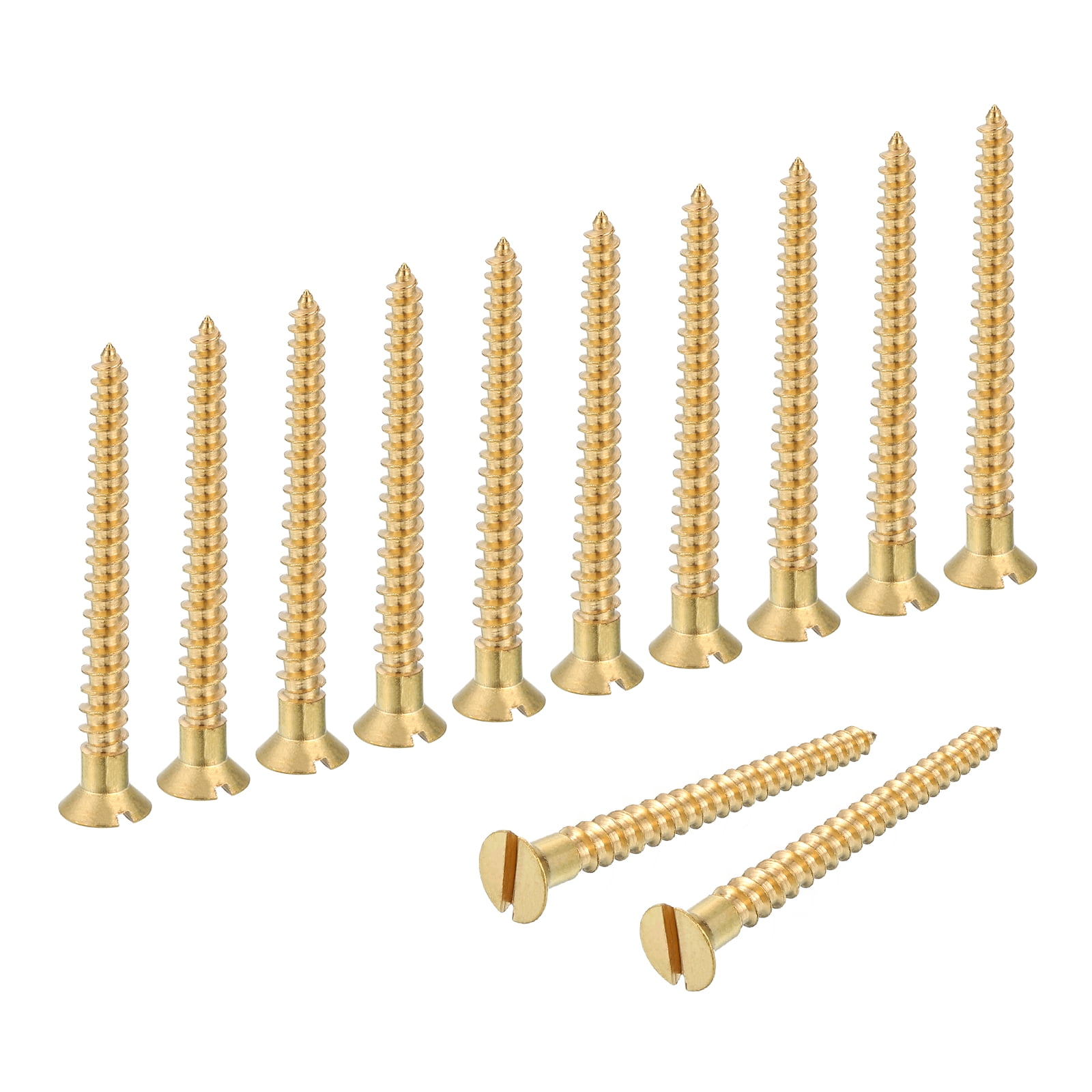 Uxcell Wood Screws Brass Slotted Flat Head Self Tapping Screws for ...