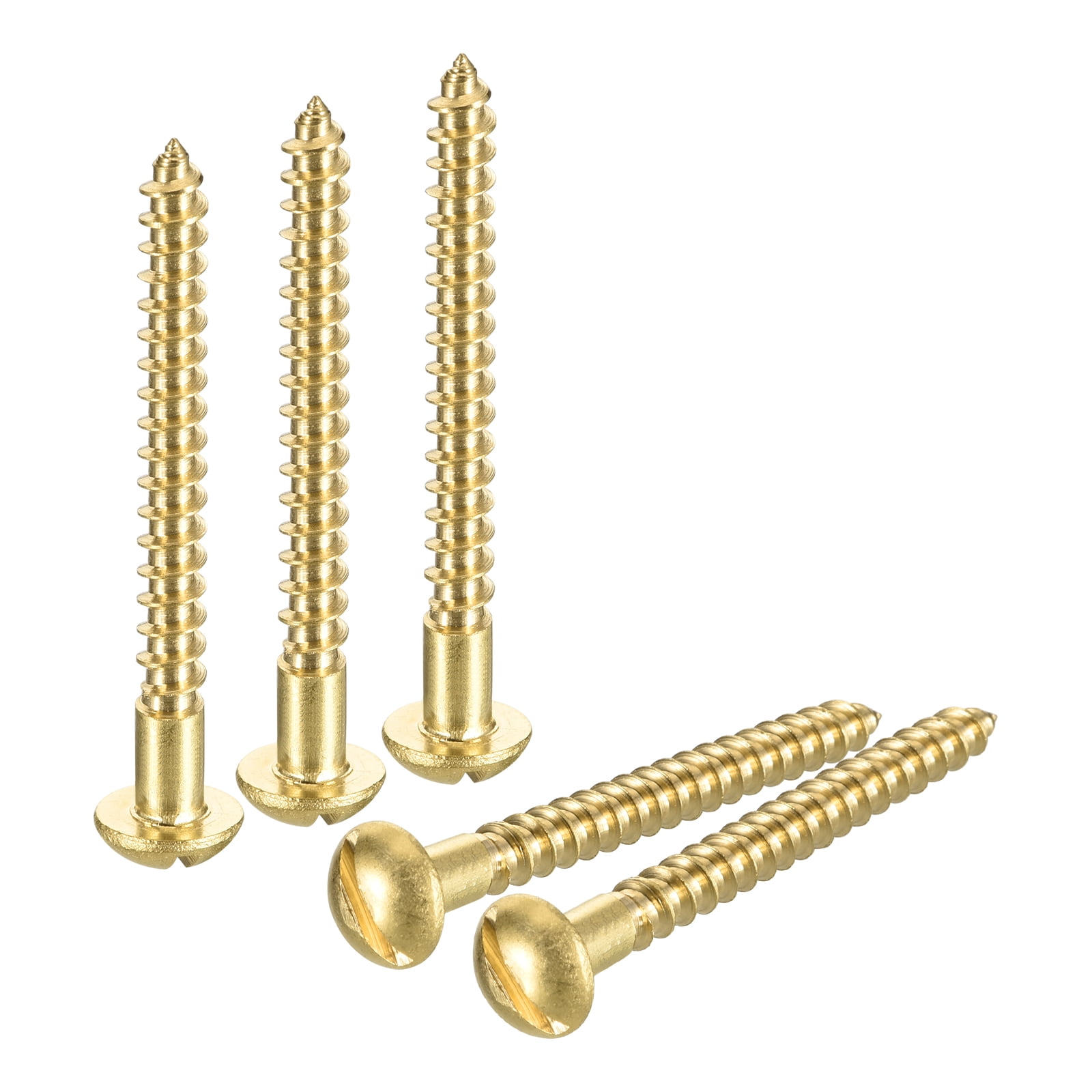 Uxcell Wood Screws M4 x 50mm Slotted Round Head Brass Self-Tapping ...