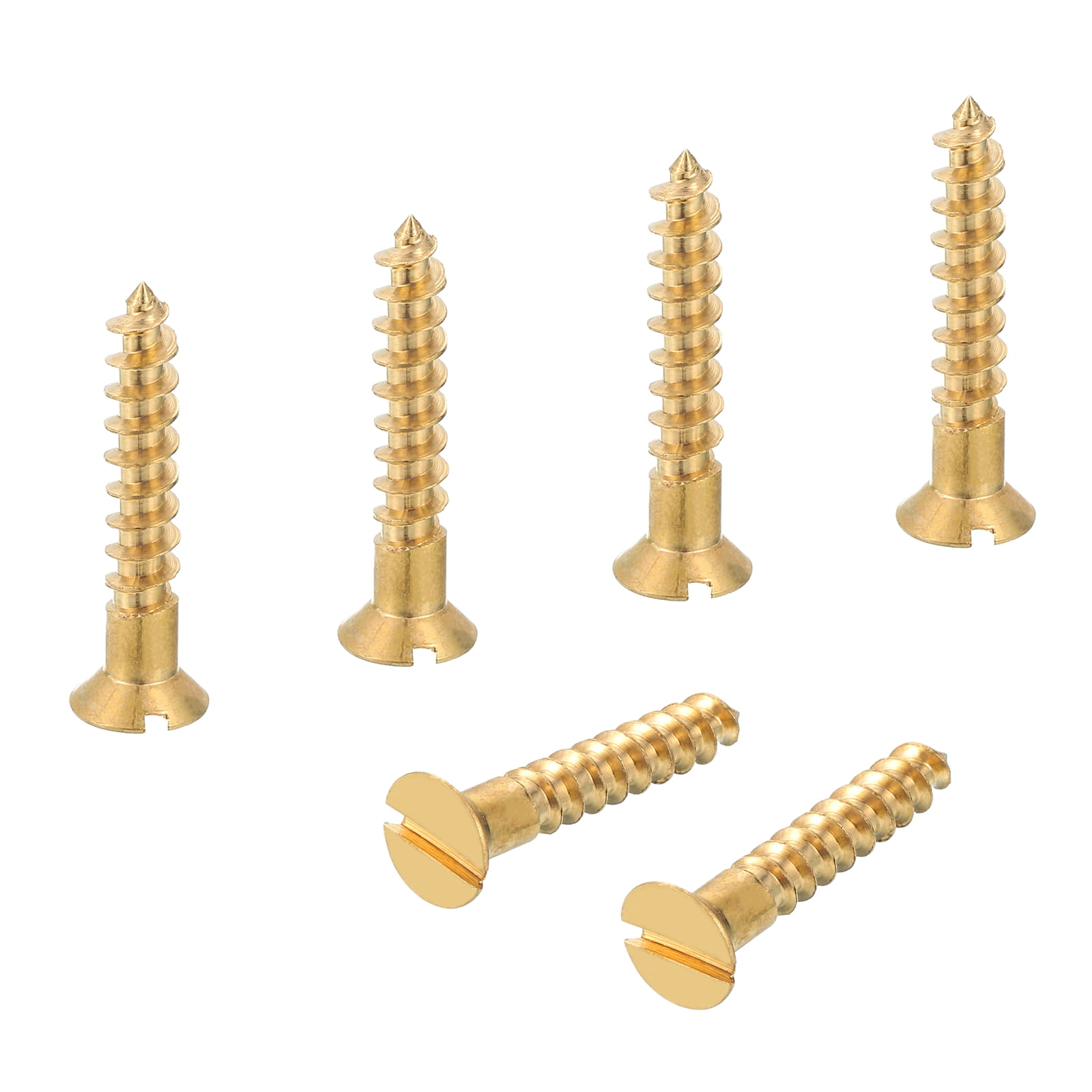 Uxcell Wood Screws Brass Slotted Flat Head Self Tapping Screws for ...