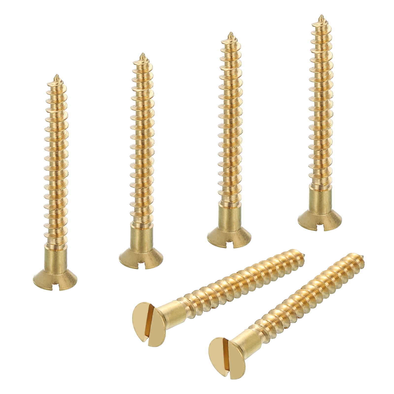 Uxcell Wood Screws Brass Slotted Flat Head Self Tapping Screws for ...