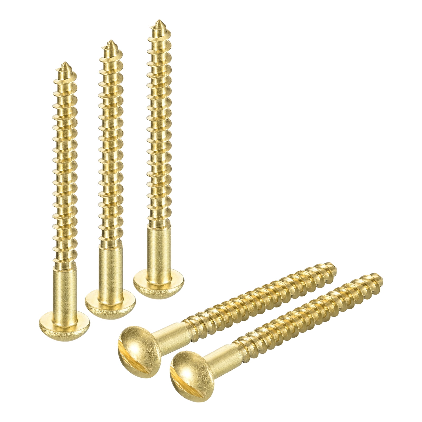 Uxcell Wood Screws M5 x 60mm Slotted Round Head Brass Self-Tapping ...