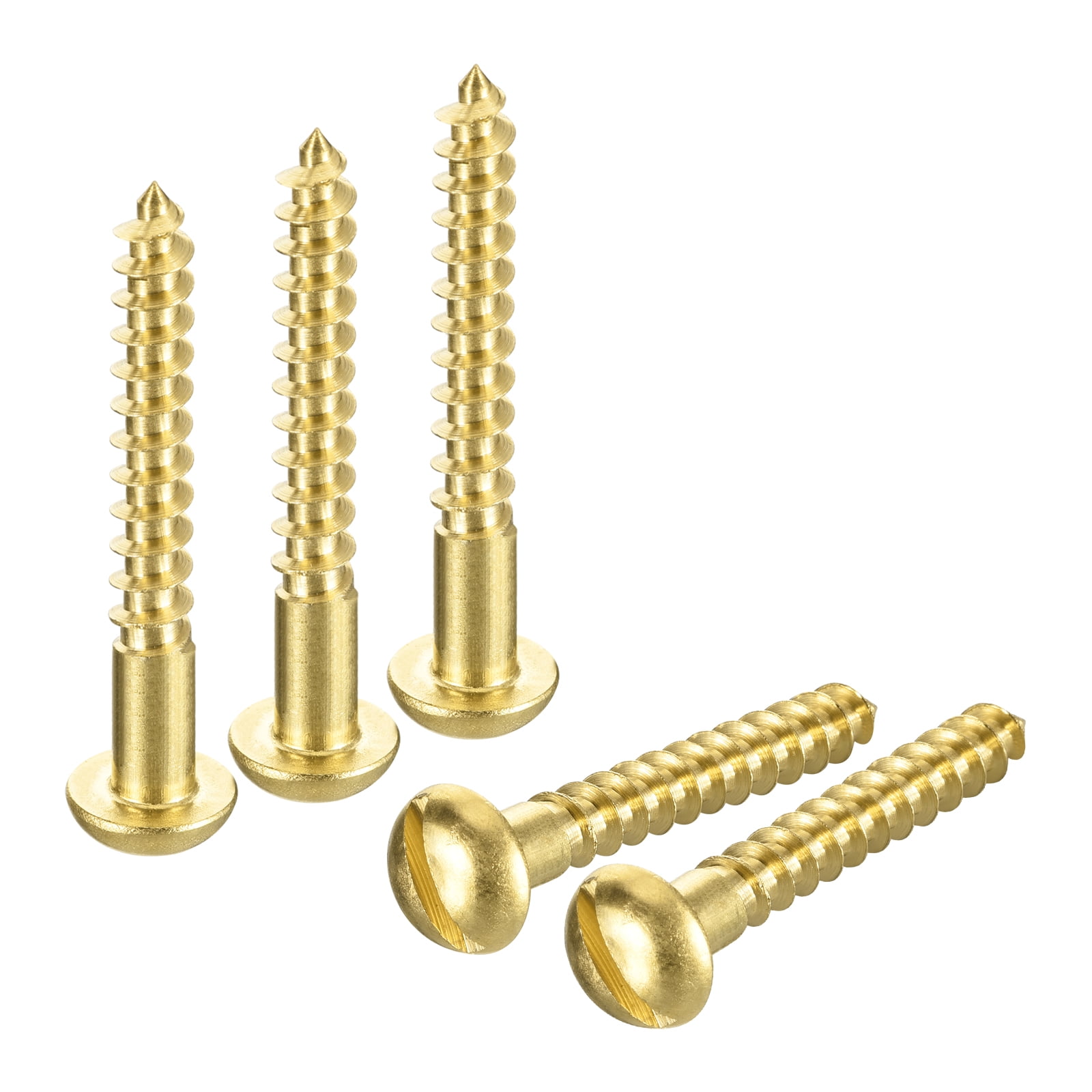 Uxcell Wood Screws M6 x 50mm Slotted Round Head Brass Self-Tapping ...