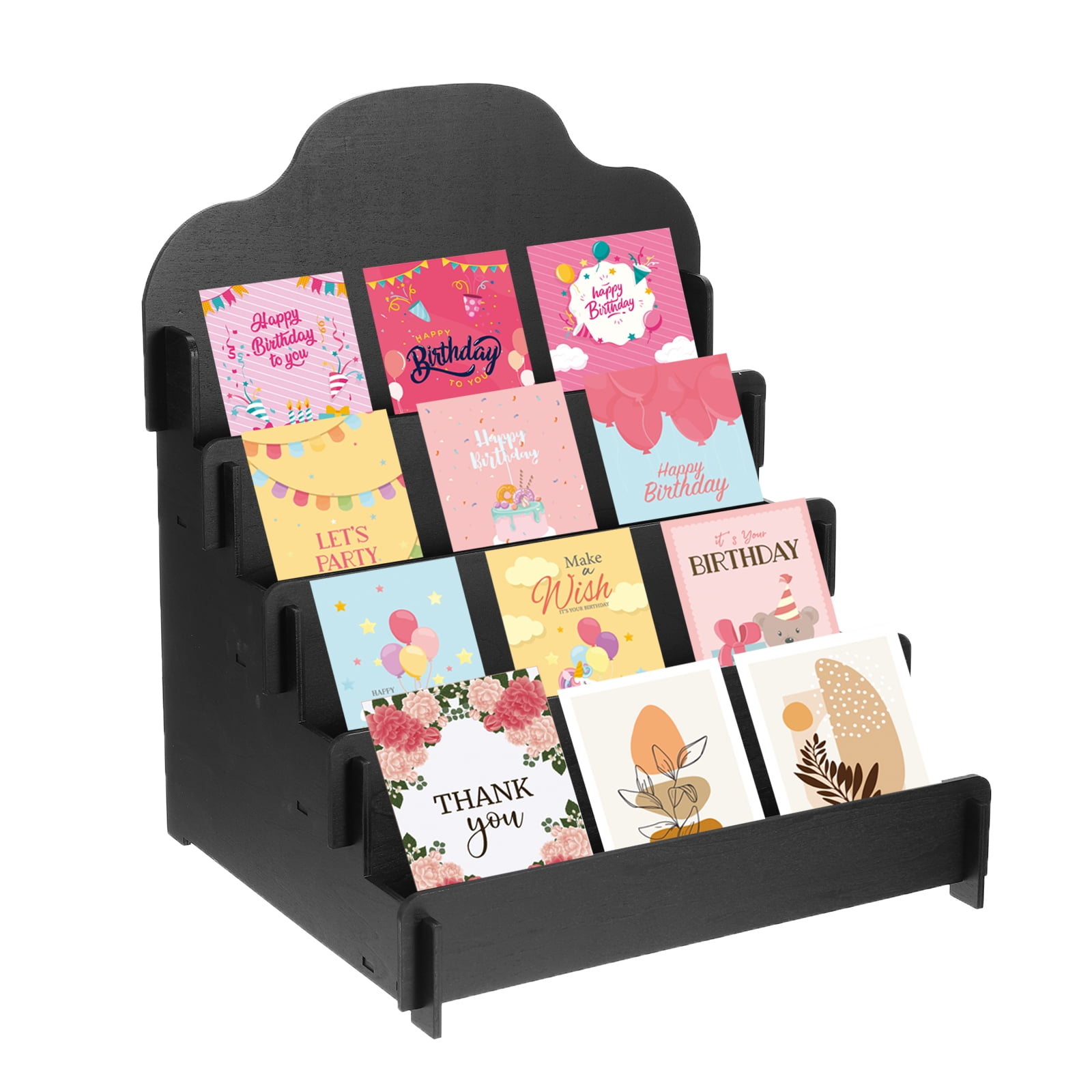 Uxcell Wooden Card Display Stand Organizer Sticker Display Stand for ...