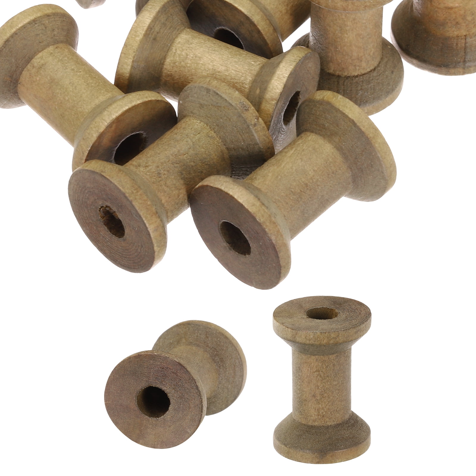 Uxcell Wooden Empty Spools 1.2" x 0.8", Unfinished Wood Sewing Thread ...