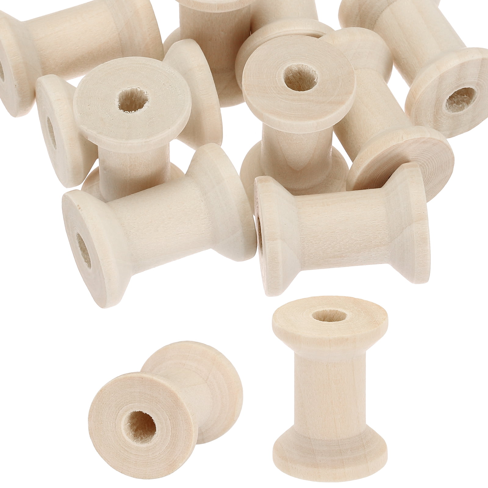 Uxcell Wooden Empty Spools 1.2" x 0.8", Unfinished Wood Sewing Thread ...