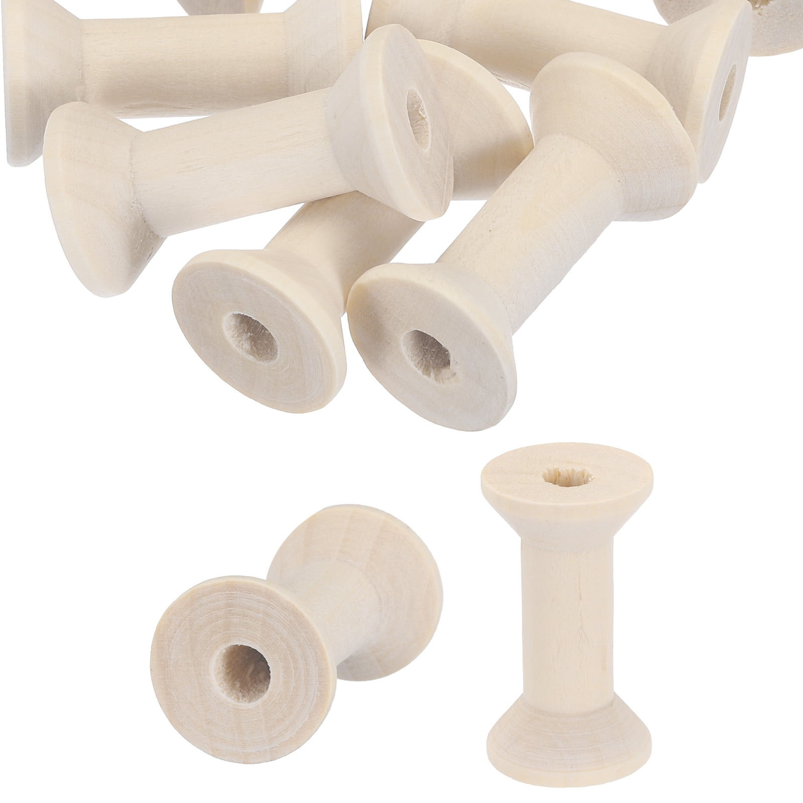 Uxcell Wooden Empty Spools 1.6" x 0.9", Unfinished Wood Sewing Thread ...