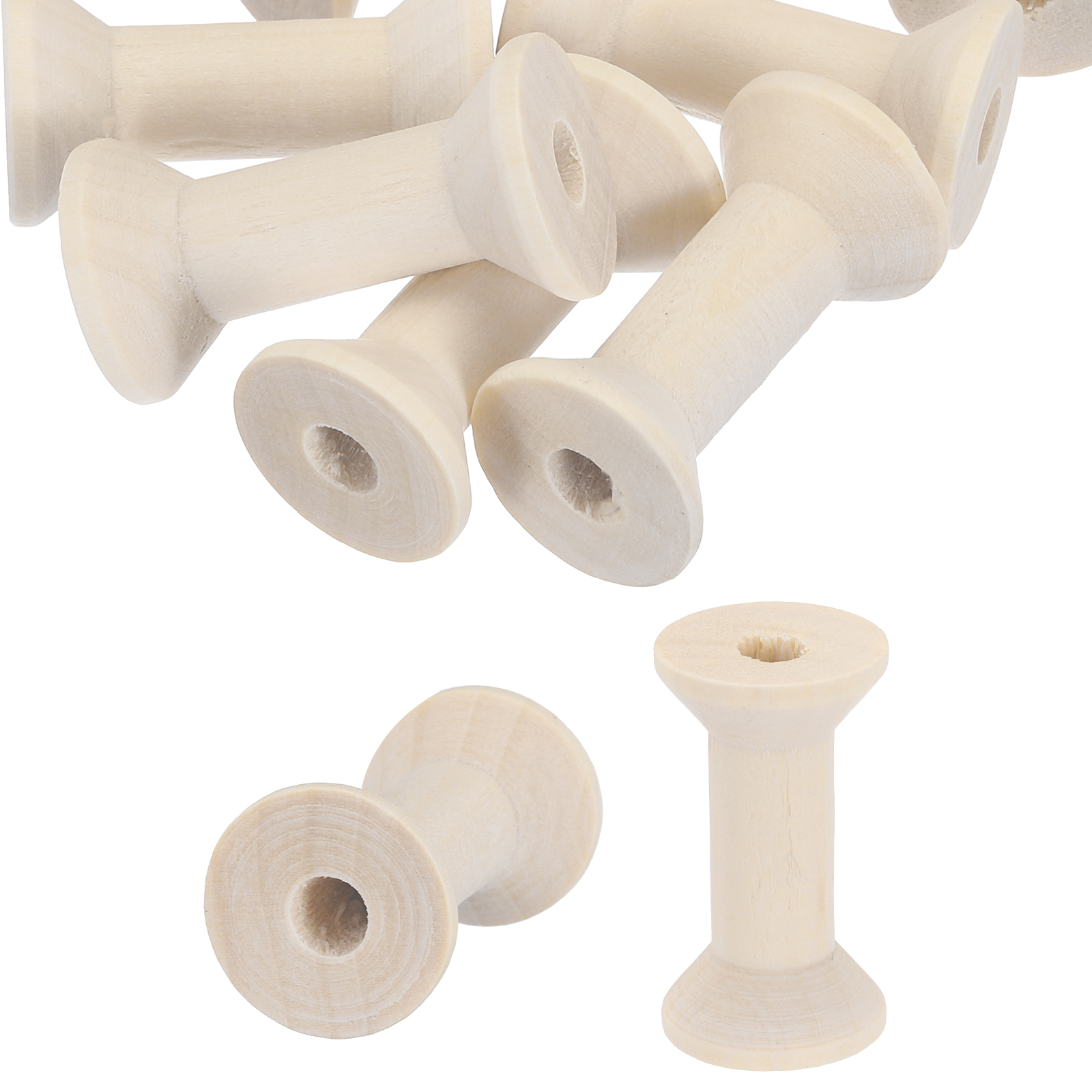 Uxcell Wooden Empty Spools 1.6" x 0.9", Unfinished Wood Sewing Thread ...