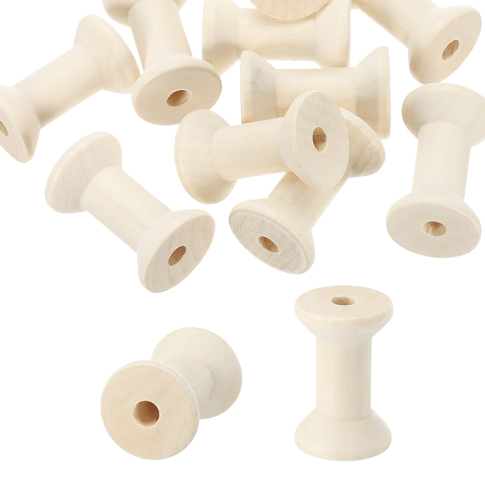 Uxcell Wooden Empty Spools 2" x 1.4", Unfinished Wood Sewing Thread ...