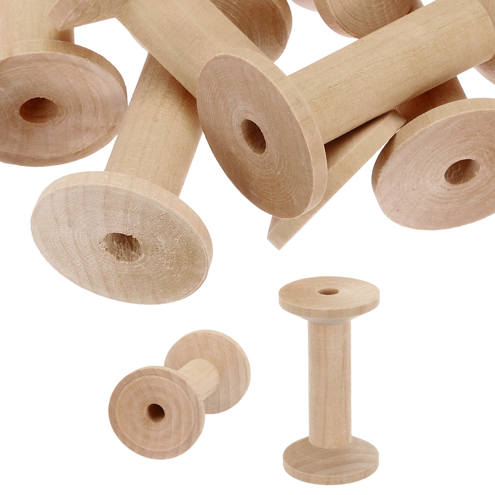 Uxcell Wooden Empty Spools 3.1" x 1.7", Unfinished Wood Sewing Thread ...