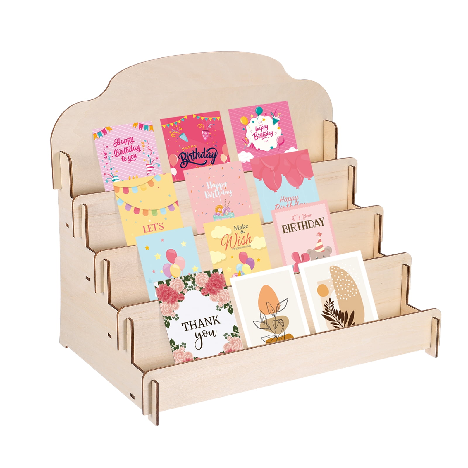 Uxcell Wooden Greeting Card Display Stand Organizer Sticker Display ...