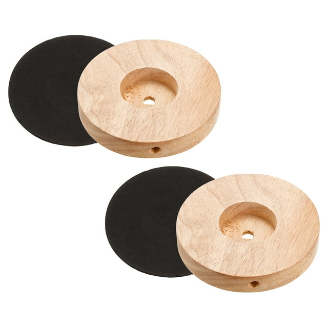 Uxcell Wooden Lamp Base 120mm Dia. Circular Solid Desk Lamp Base Wood ...