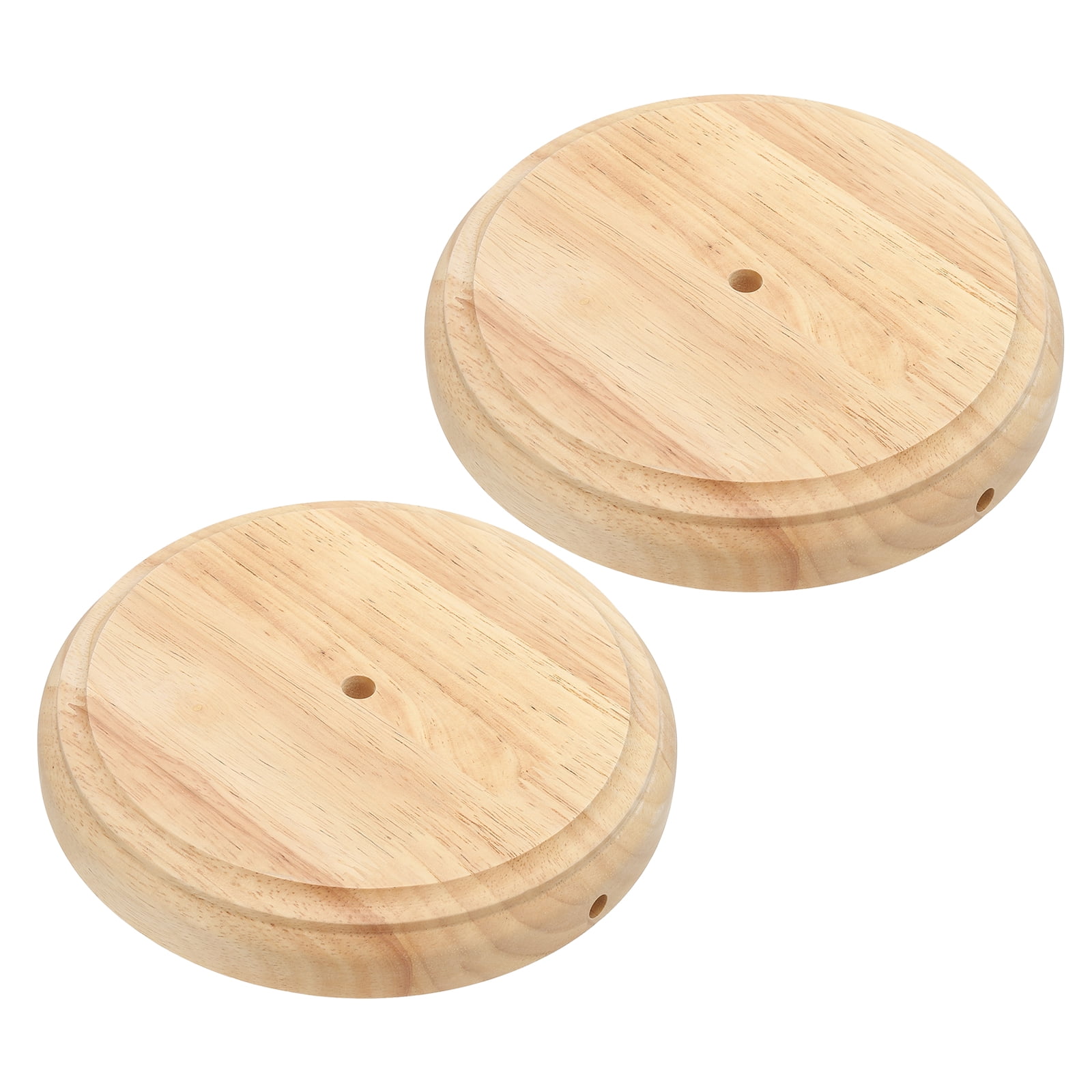 Uxcell 8" x 1.3" Wooden Lamp Base, 2pcs Round Solid Wooden Base Wood ...