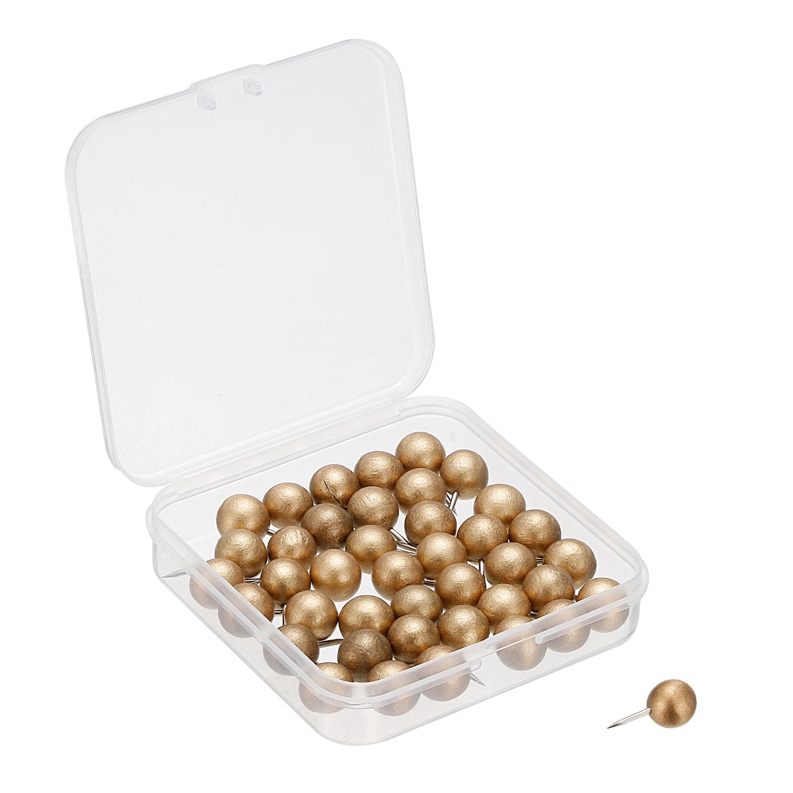 Uxcell Wooden Push Pins Decorative Round Head Steel Needle, Gold 50 ...