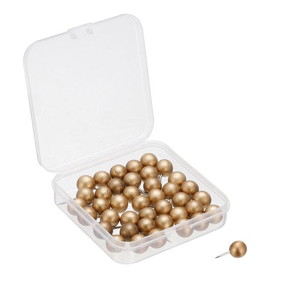 Uxcell Wooden Push Pins Decorative Round Head Steel Needle, Gold 50 ...