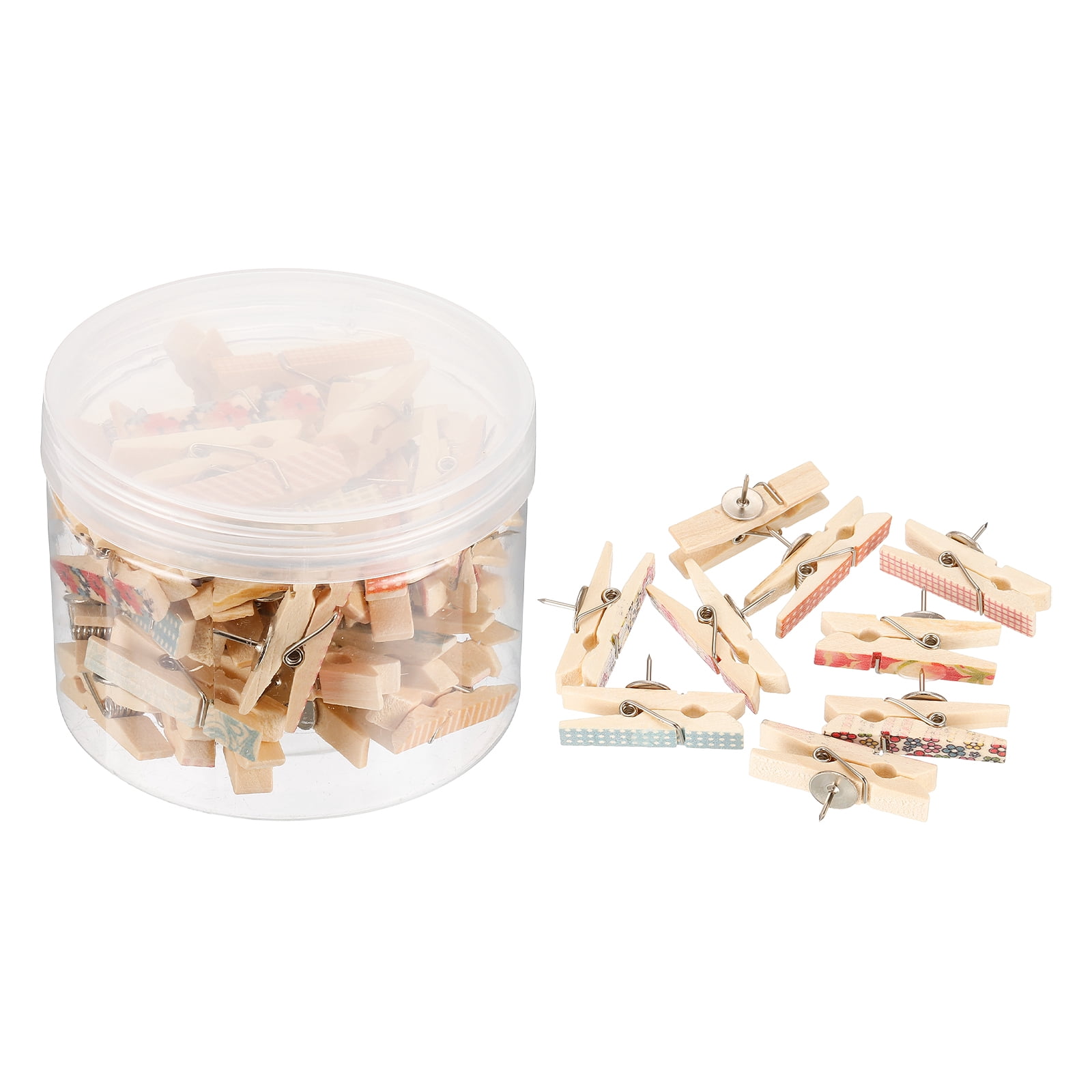 Uxcell Wooden Push Pins Thumb Tacks Pin Clips for Cork Board ...