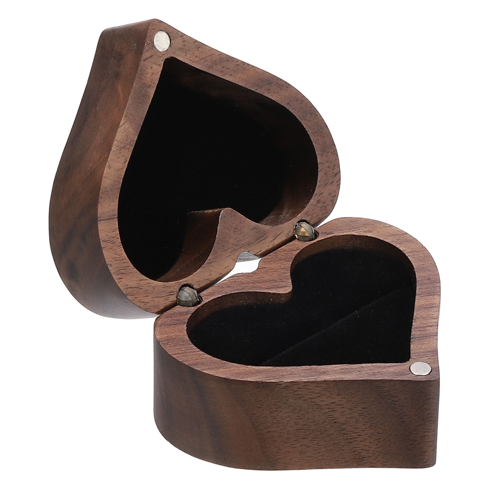 Uxcell Wooden Ring Boxes, Heart Shaped Ring Boxes with Single Slot ...