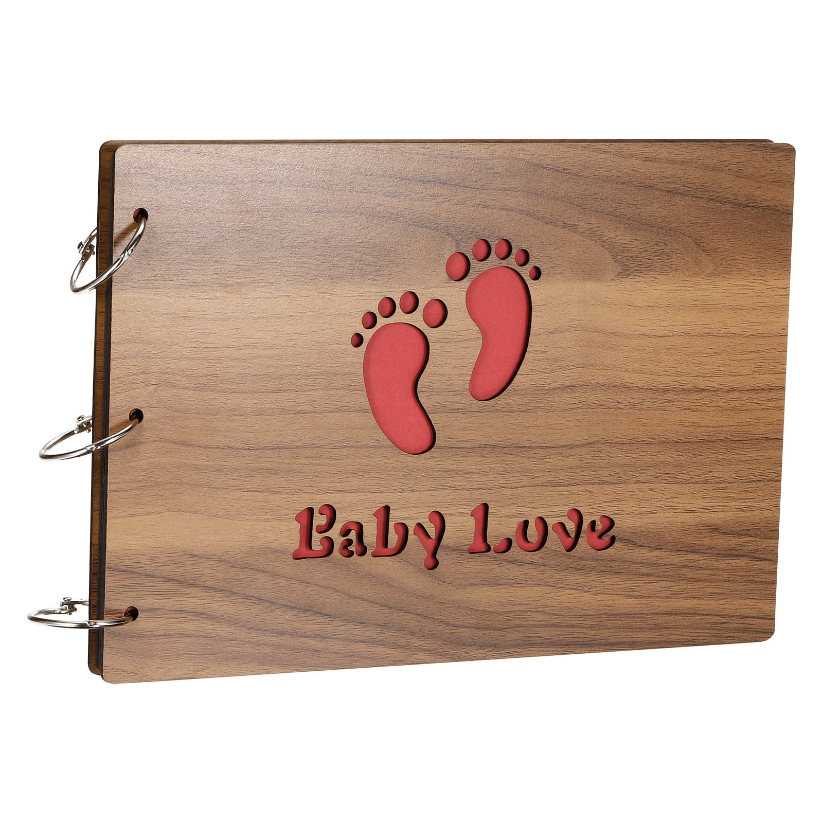 Uxcell Wooden Scrapbook Album, 10 inch Foot Shape Photo Album,with 15 ...