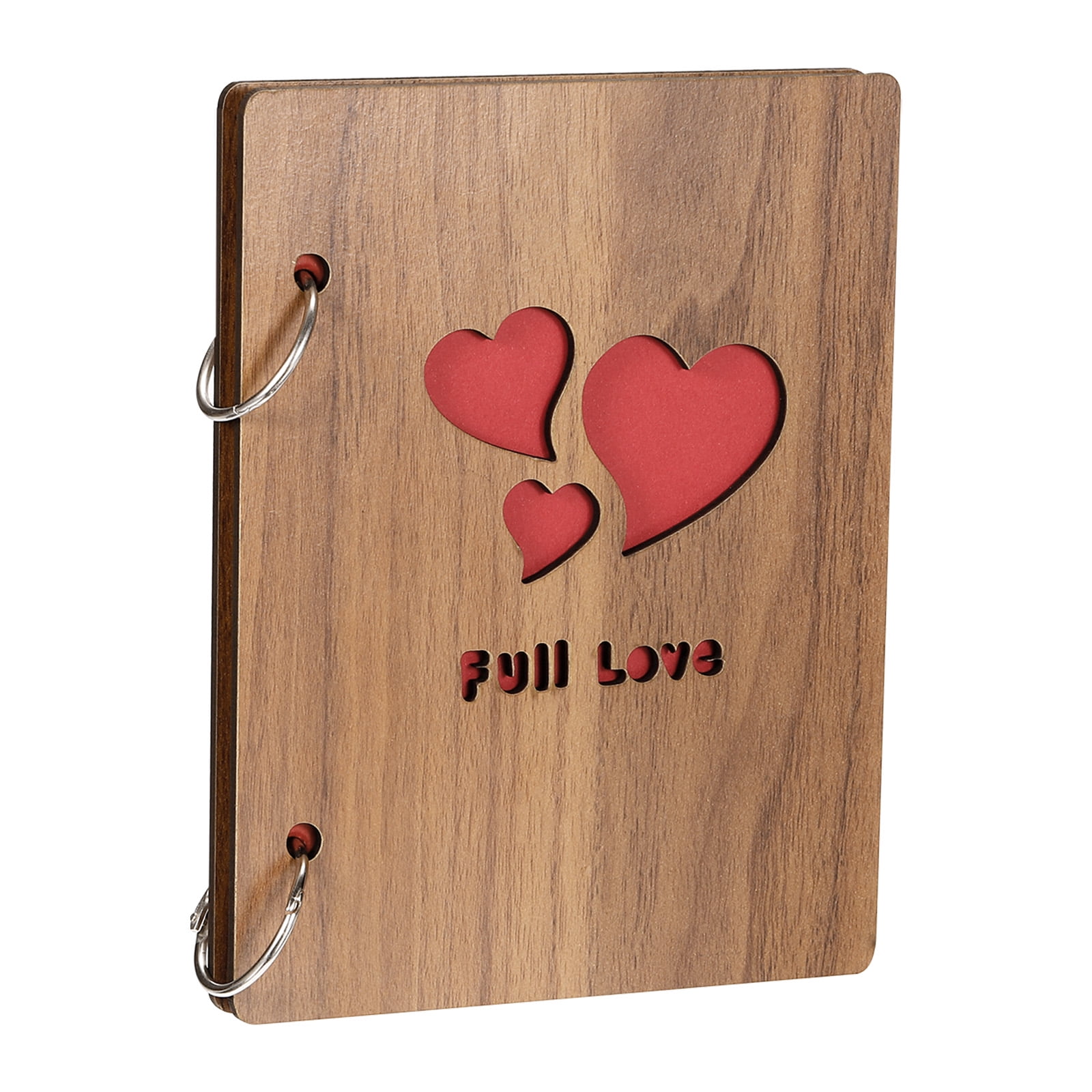Uxcell Wooden Scrapbook Album, 6x4 inch Heart Shape Photo Album,with 15 ...