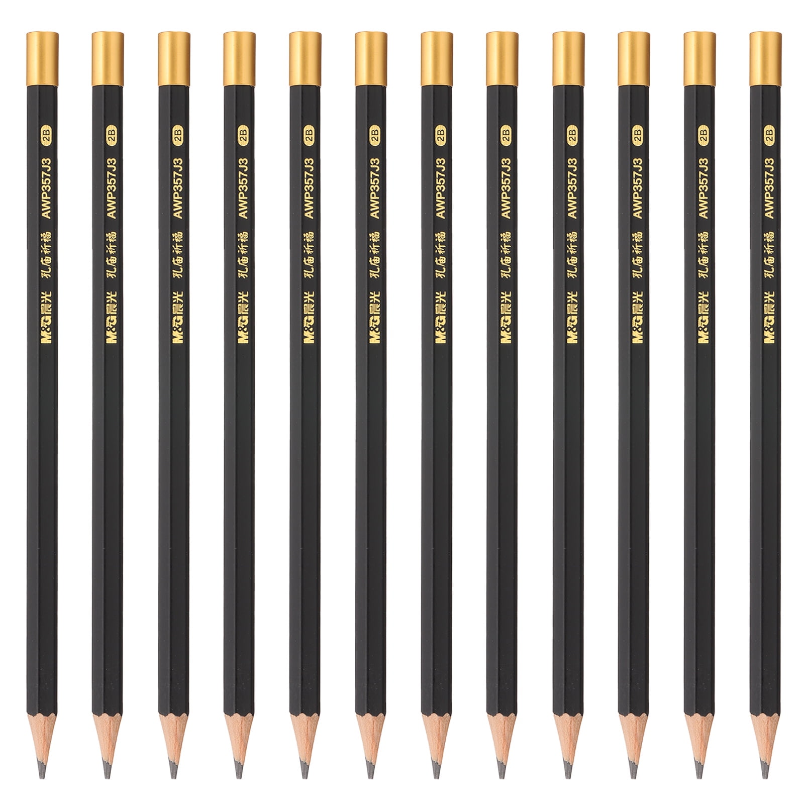 Uxcell Wooden Triangular Pencils, 12 Pcs 2B Pencils Graphite Round ...