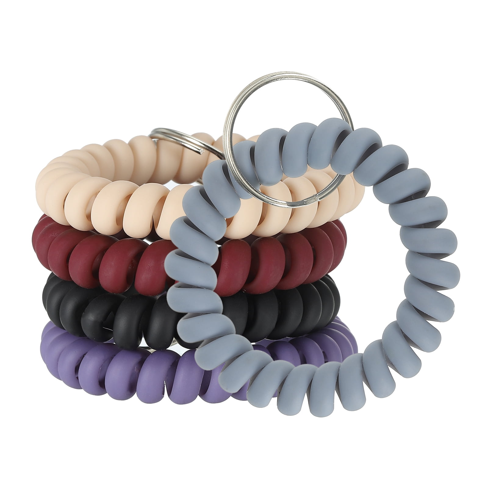 Uxcell Wrist Coil Key Chain, 5Pcs Stretchable Spiral Wristband Key ...