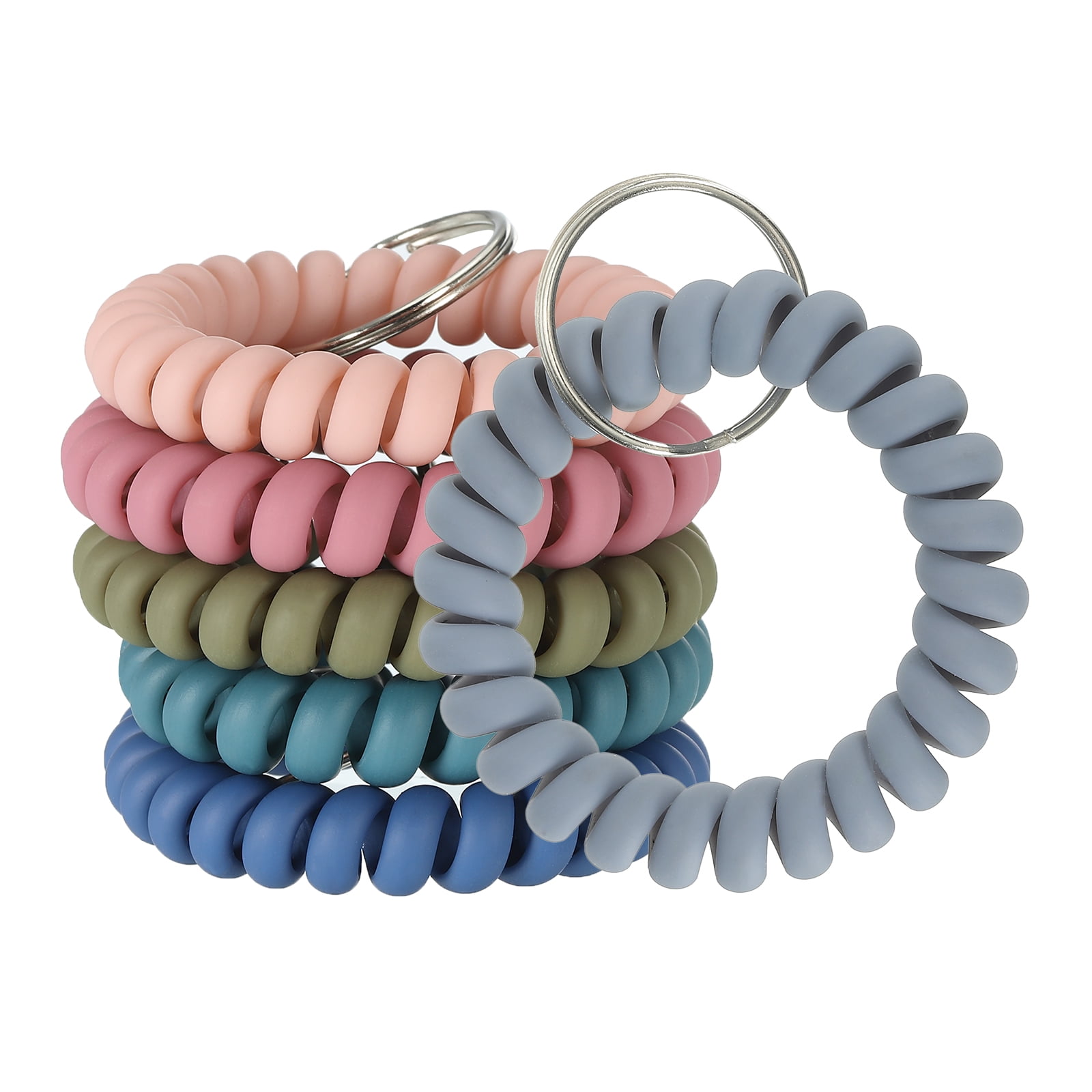 Uxcell Wrist Coil Key Chain, 6Pcs Stretchable Spiral Wristband Key ...