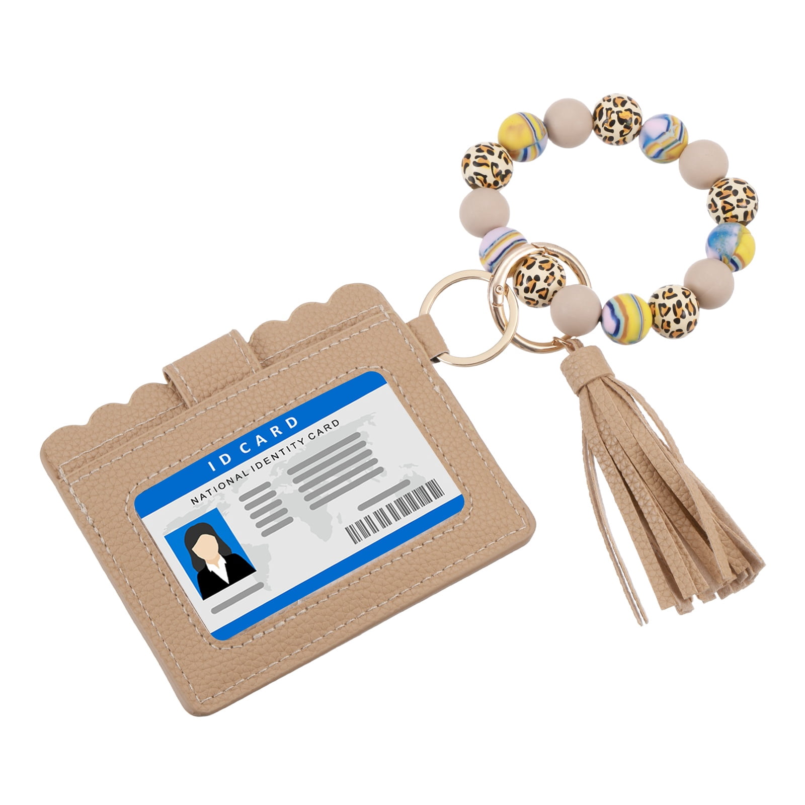 Uxcell Wristlet Wallet Silicone Beads Keychain, Tassel Bracelet Key ...