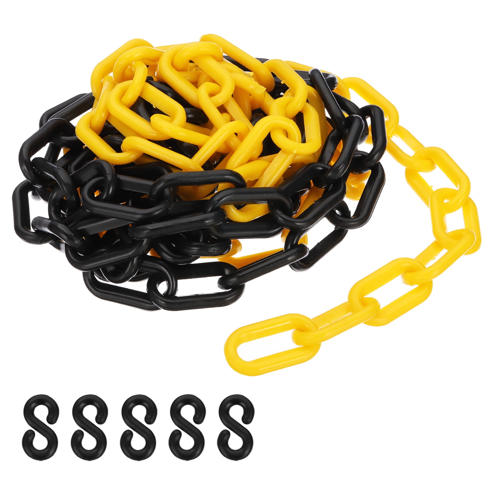 Uxcell Yellow/Black Plastic Chain, 10 ft 6mm Safety Barrier Chain for ...