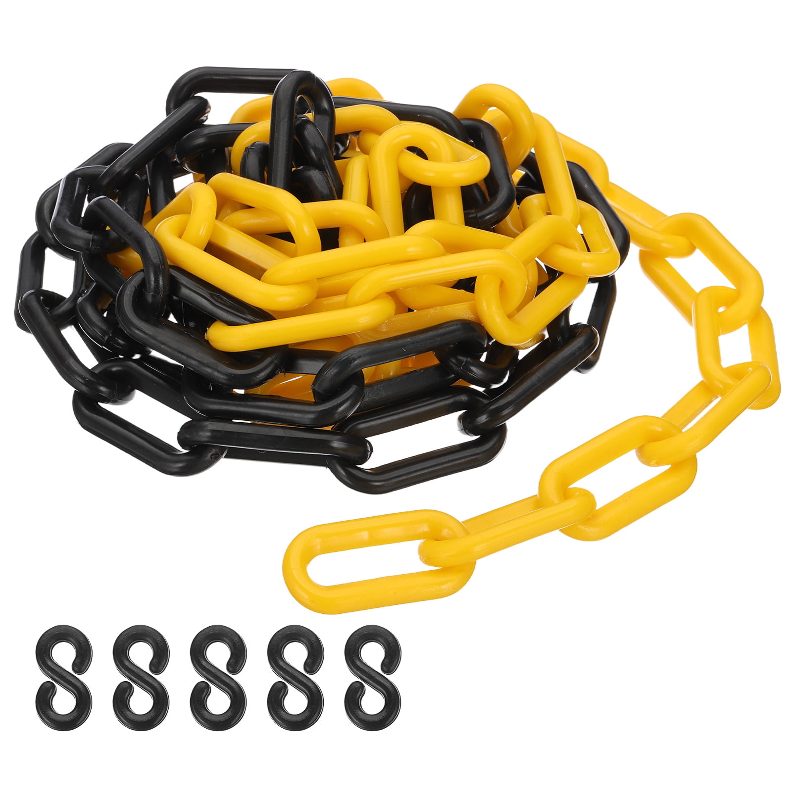 Uxcell Yellow/Black Plastic Chain, 10 ft 8mm Safety Barrier Chain for ...