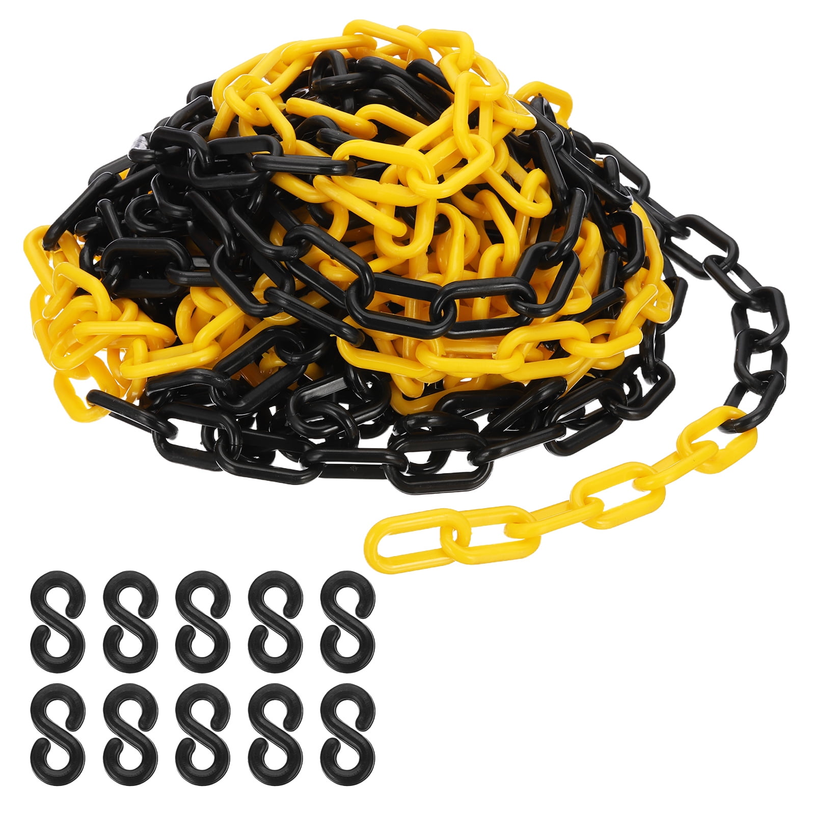 Uxcell Yellow/Black Plastic Chain, 39 ft 6mm Safety Barrier Chain for ...