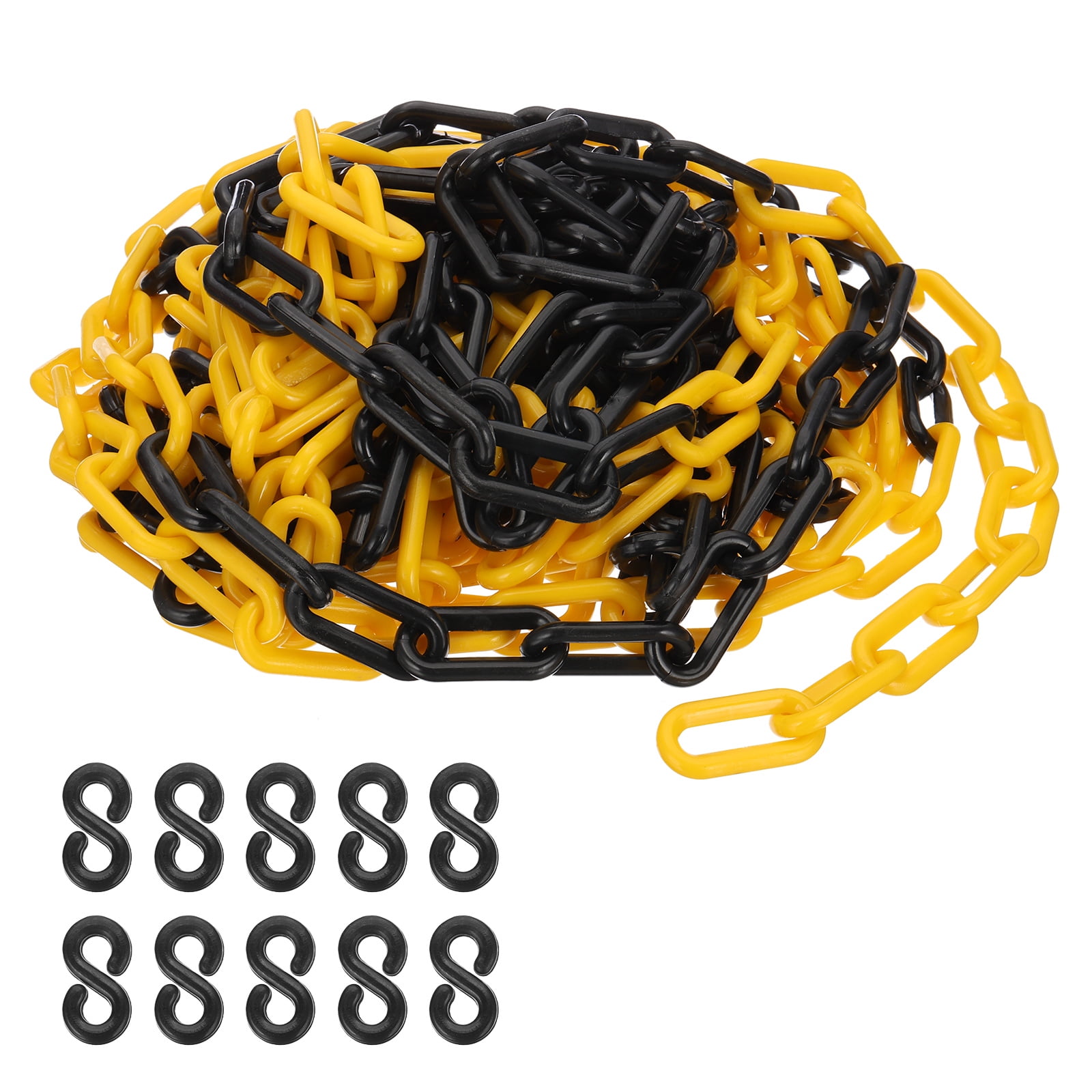 Uxcell Yellow/Black Plastic Chain, 39 ft 8mm Safety Barrier Chain for ...