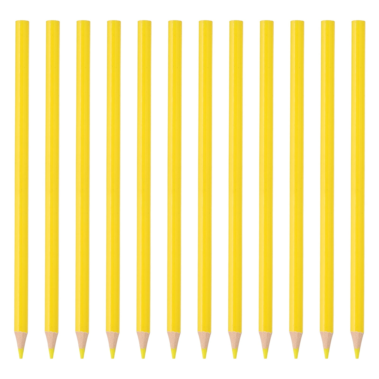 Uxcell Yellow Colored Pencils Set, 12Pcs Oil Color Pencils Wooden ...