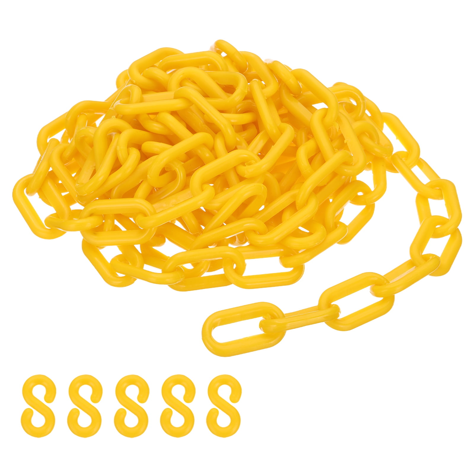 Uxcell Yellow Plastic Chain, 10 ft 6mm Safety Barrier Chain for Crowd ...