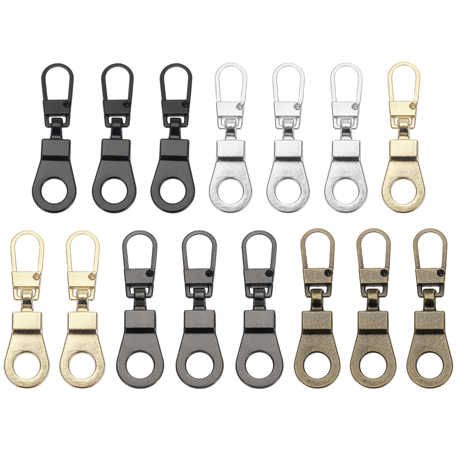 Uxcell Zipper Pull Replacement, 15 Pcs Detachable Metal Zipper Tab ...