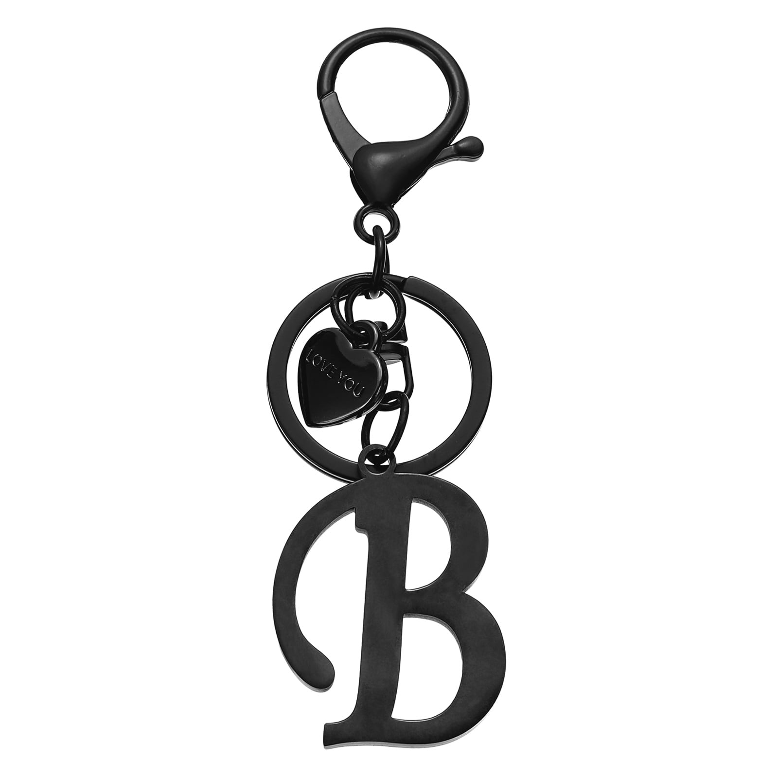 UxcellInitial Letter B Keychain, Stainless Steel Heart Alphabet Key ...